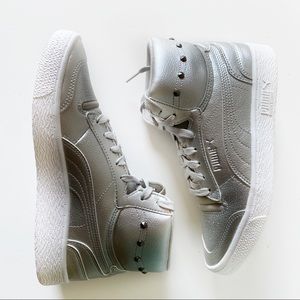 Puma | Shoes | Puma Ralph Sampson High Rise Silver Lthr Sneaker | Poshmark